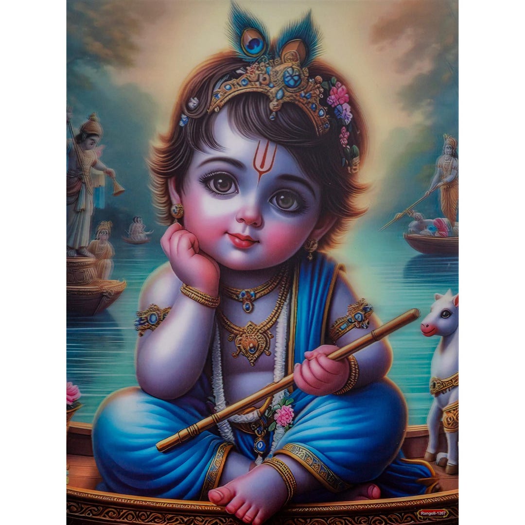 Krishna Poster - 5D Lenticular Hindu God Picture - 11.5x15.5 Inches (29 ...