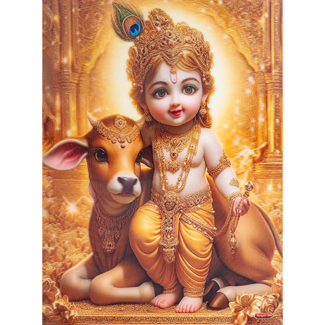 Krishna Poster - 5D Lenticular Hindu God Picture - 11.5x15.5 Inches (29 ...