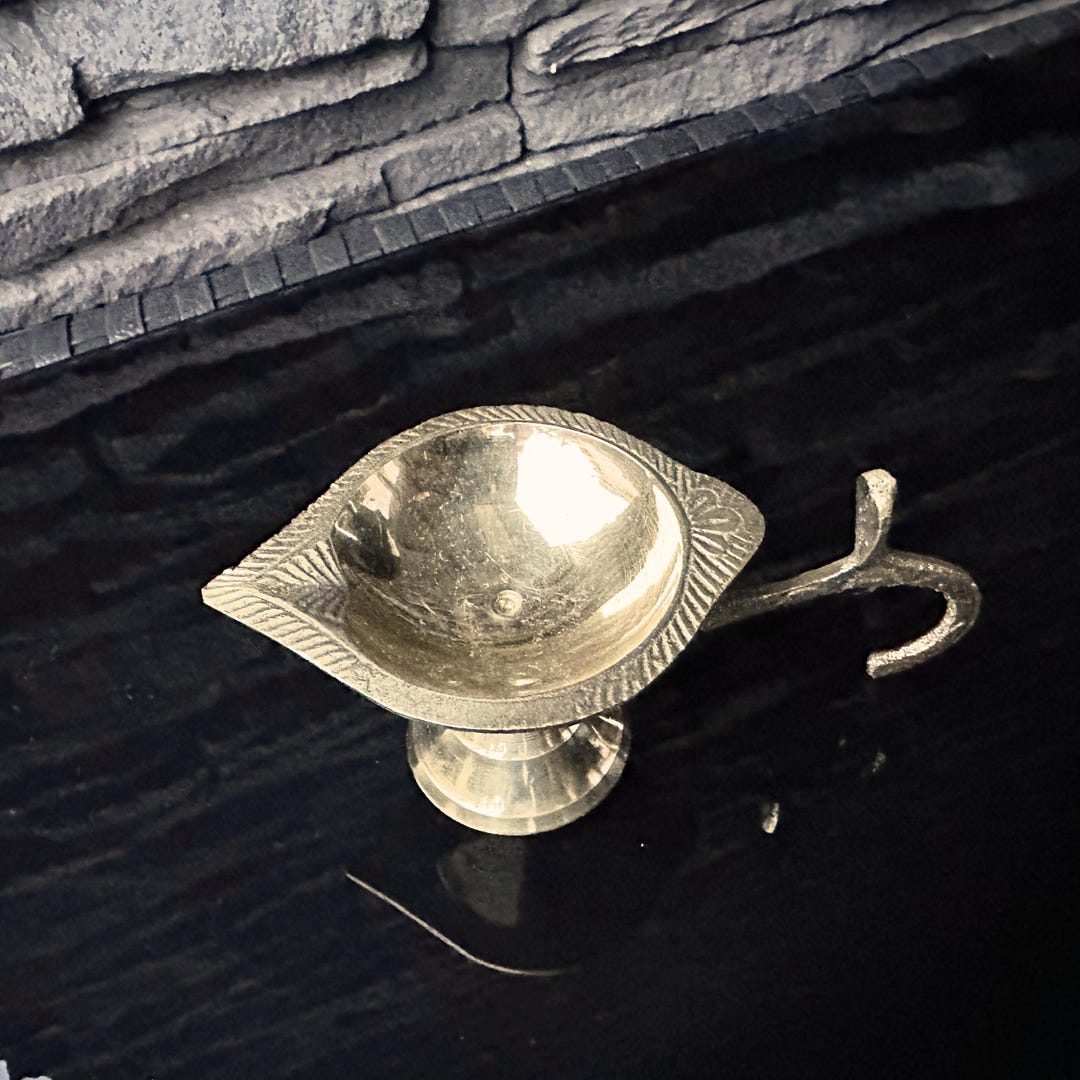 Ghee Lamp, Handmade Brass Oil Lamp, Pooja Diya With Handle - Etsy