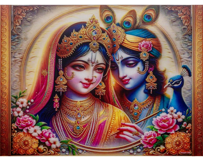 Radha Krishna Poster - 5D Lenticular Hindu God Picture - 29.5x39.5cm ...