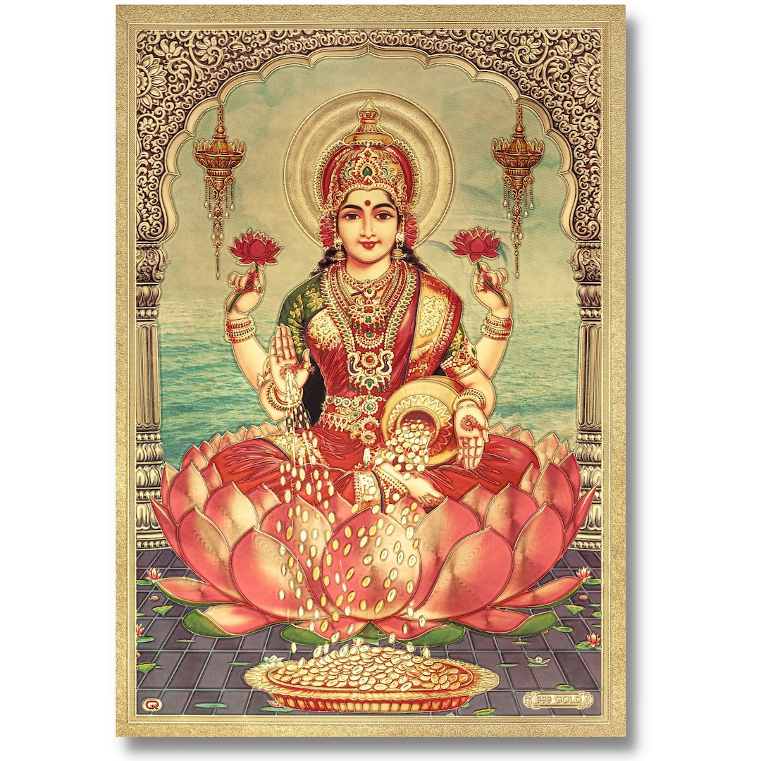 Lakshmi Golden Foil Print, Framed or Unframed - Etsy