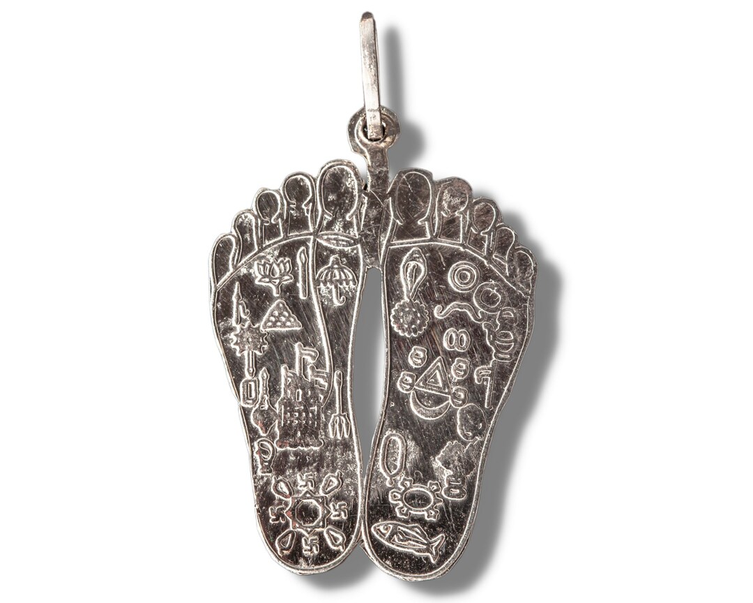 Lord Chaitanya's Lotus Feet Silver Pendant - 1.65 Inches (4.2 Cm) - Etsy