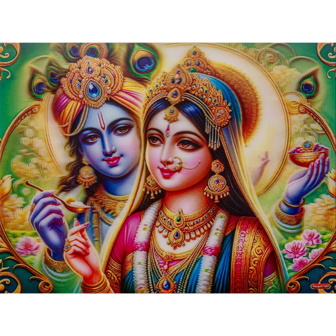 Radha Krishna Poster - 5D Lenticular Hindu God Picture - 29.5x39.5cm ...