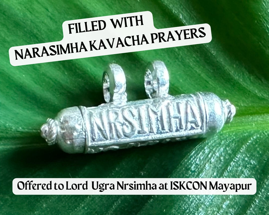 925 Silver Nrsimha Kavacha Pendant: ISKCON Mayapur Prayers (1.2 Inches ...