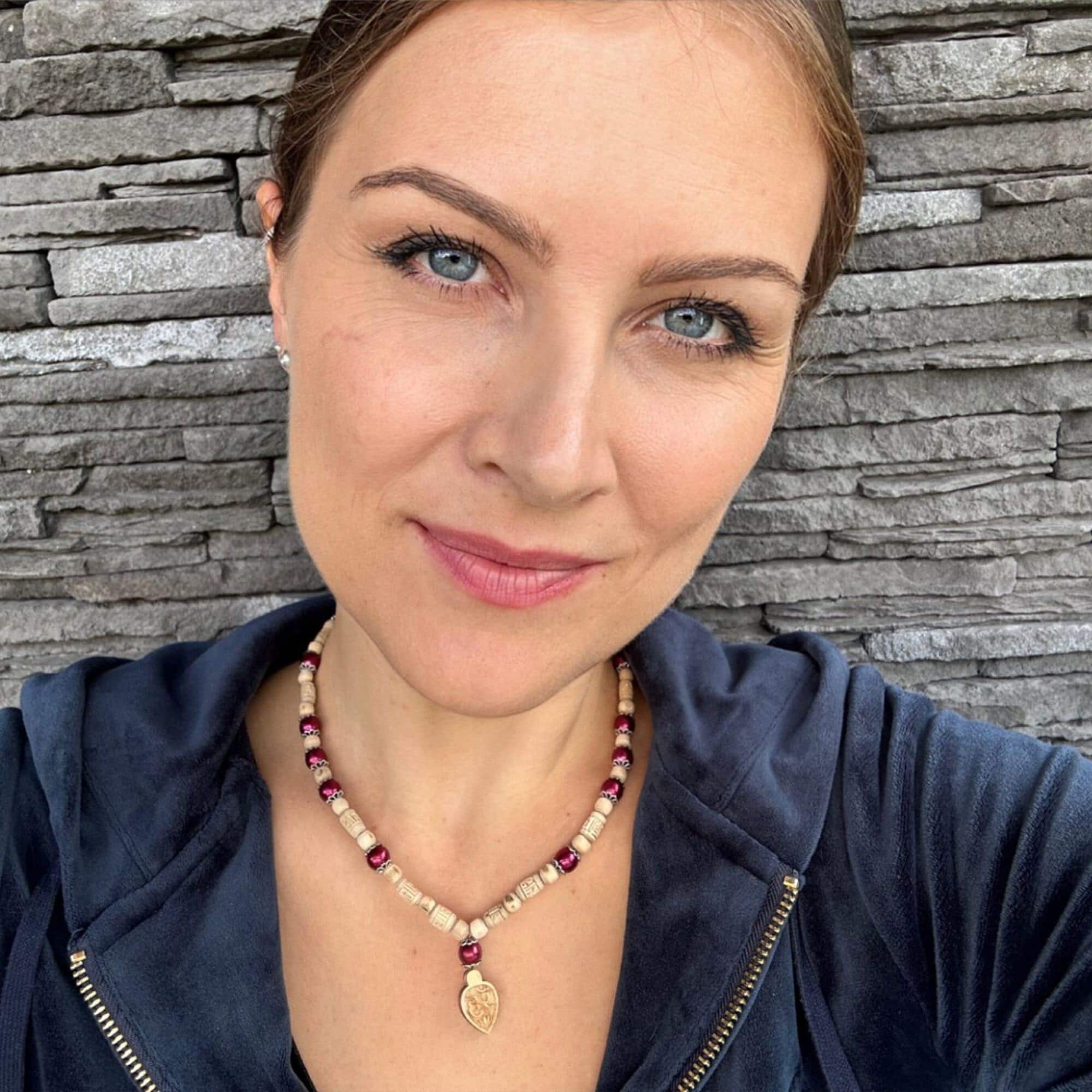 Tulsi Necklace With Sanskrit Engravings and Hare Pendant - 17.3 Inches ...