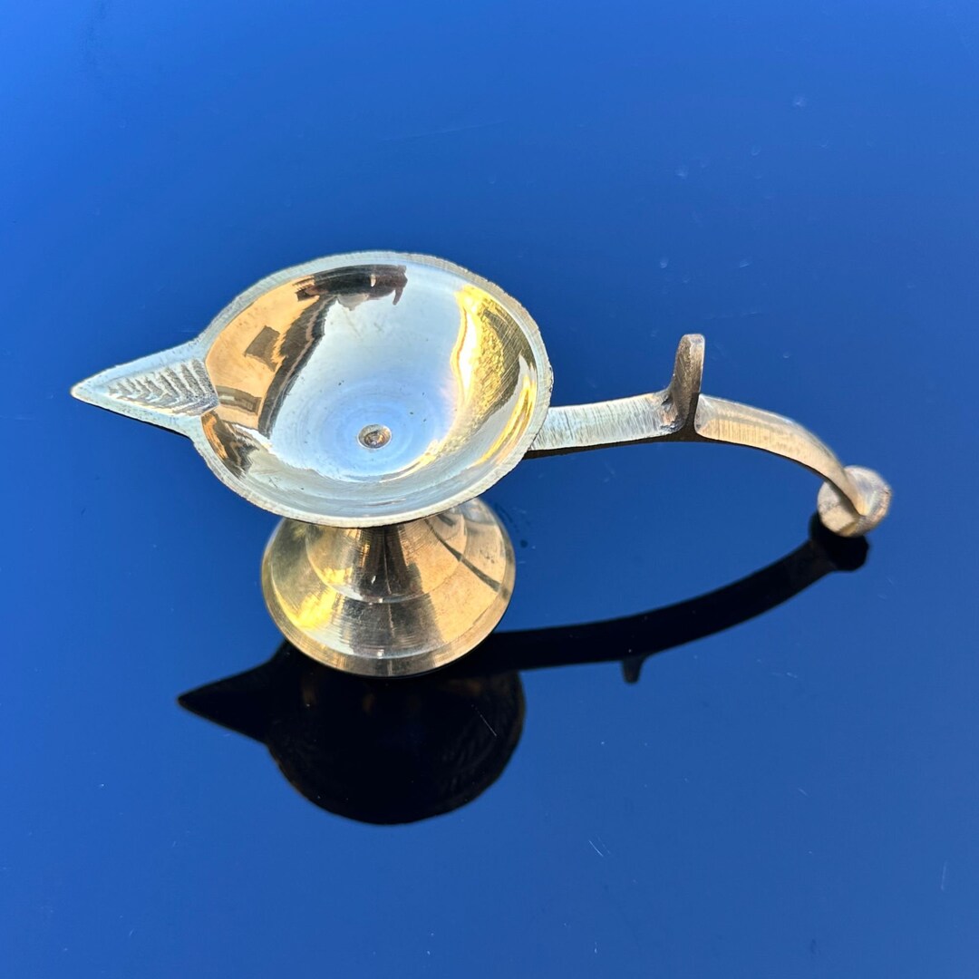 Ghee Lamp, Handmade Brass Oil Lamp, Pooja Diya With Handle - Etsy