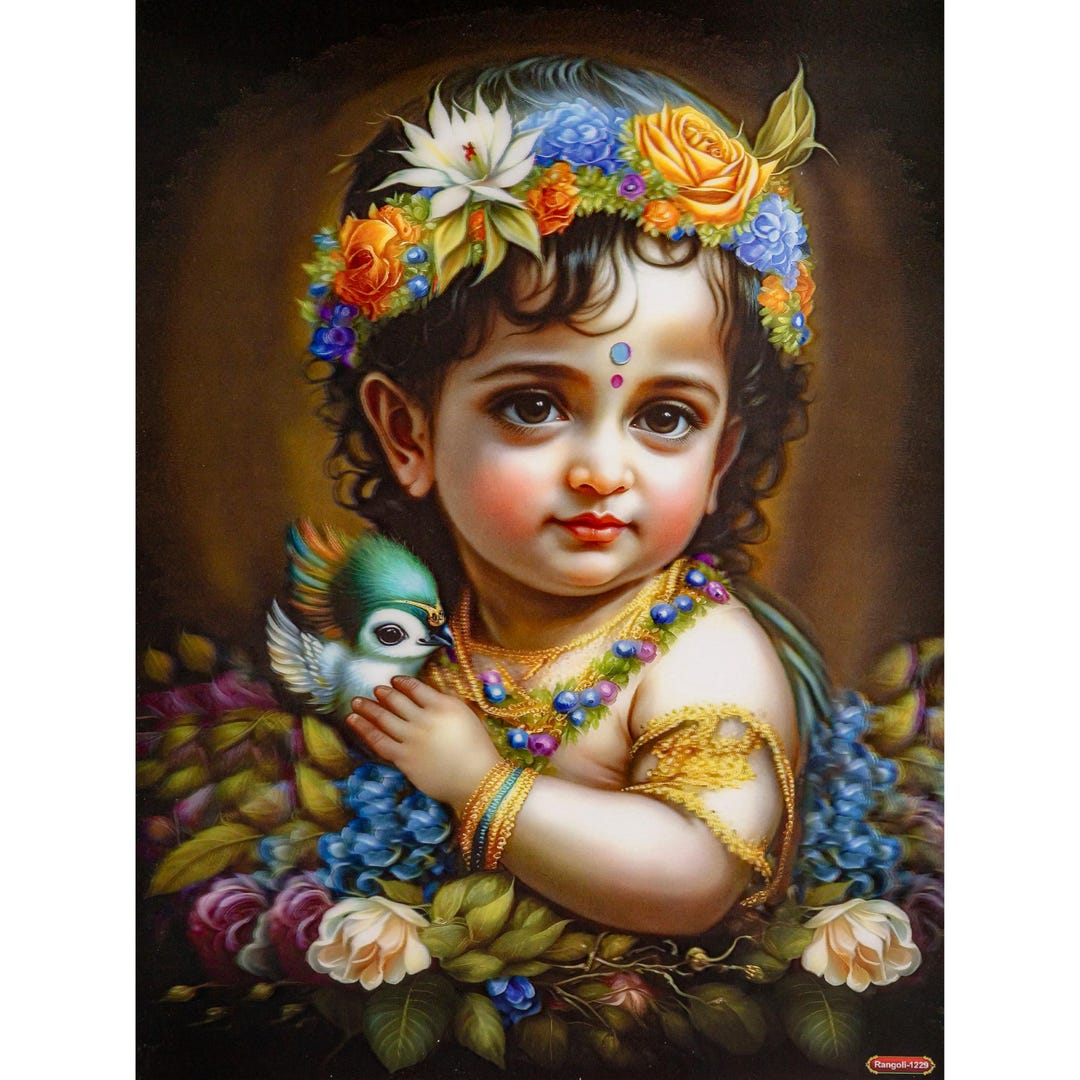 Little Krishna Poster - 5D Lenticular Hindu God Picture - 11.5x15.5 ...
