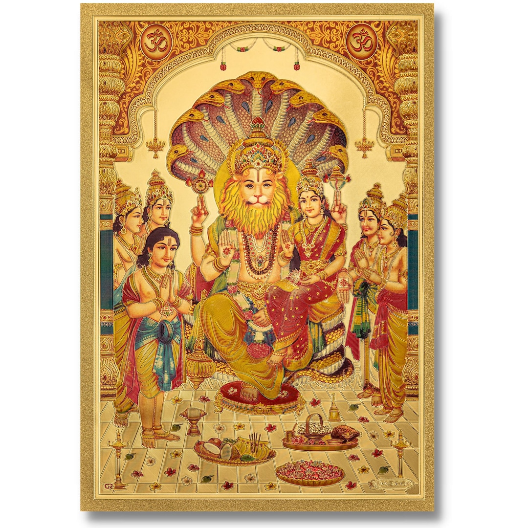 Narasimha Golden Foil Print, Framed or Unframed - Etsy