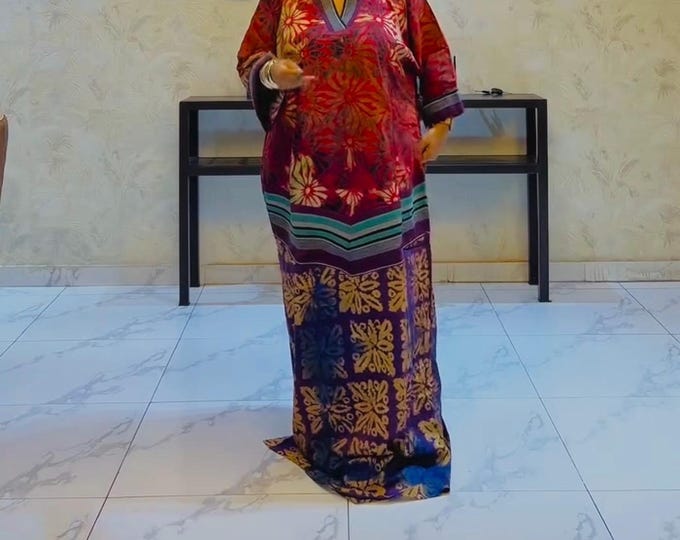 Adire Crepe Boubou Maxi Dress: Hand-dyed African Kaftan - Etsy