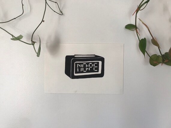 NOPE Digital Clock Block Print | Etsy