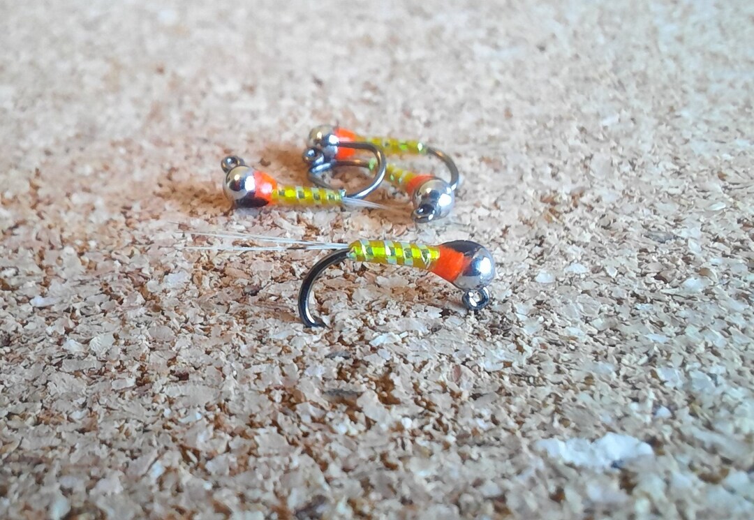 4 - Tungsten Yellow Perdigon - Euro Nymphs. Barbless Jig. Yellow Nymphs ...