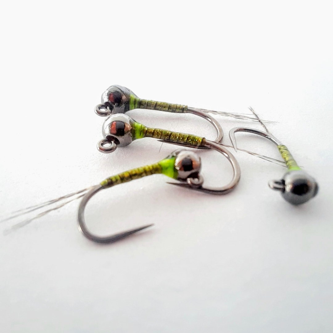 4 - Holo Olive Perdigon Jig - Euro Nymphs. Colorado Trout Flies. Fly ...
