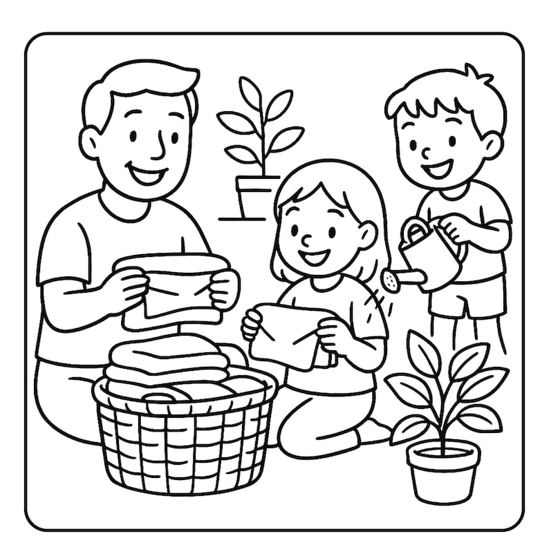 My Family Coloring Book, 39 Pages - Fun Kid Illustrations (PDF Download ...