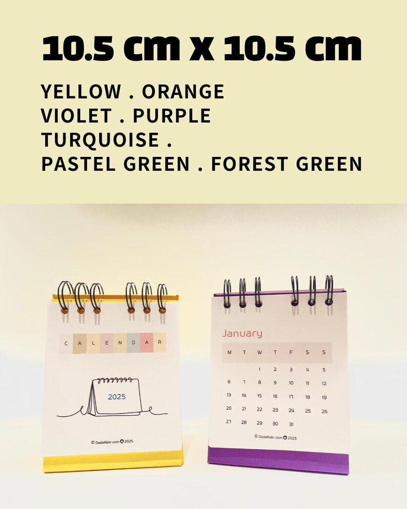 2025 Mini Calendar Hand-made Desktop Standing Cute Minimalistic Design ...