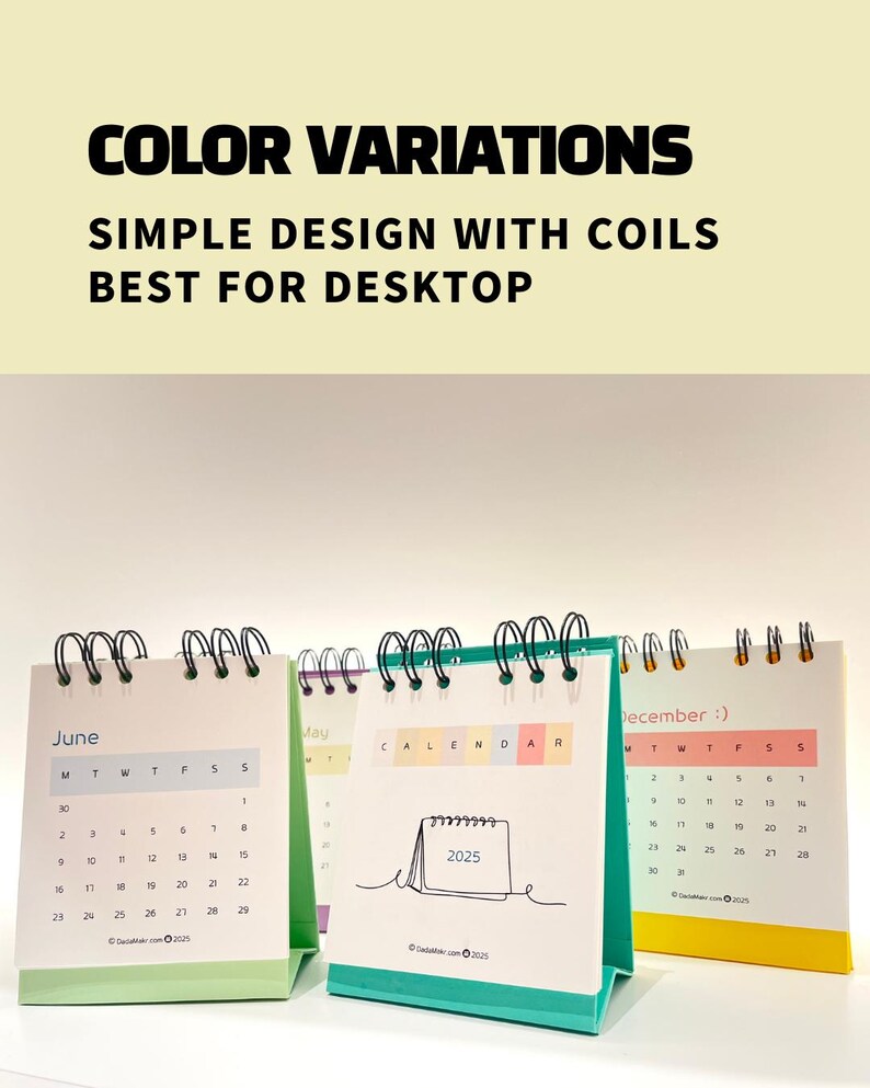 2025 Mini Calendar Hand-made Desktop Standing Cute Minimalistic Design ...