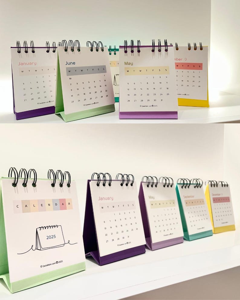 2025 Mini Calendar Hand-made Desktop Standing Cute Minimalistic Design ...