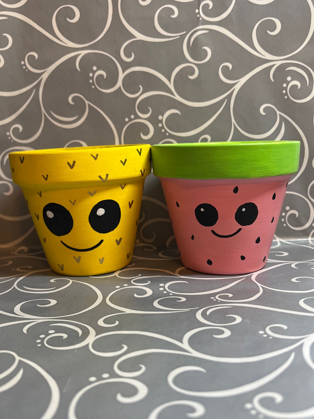 Pineapple & Watermelon Flower Pot Set - Etsy