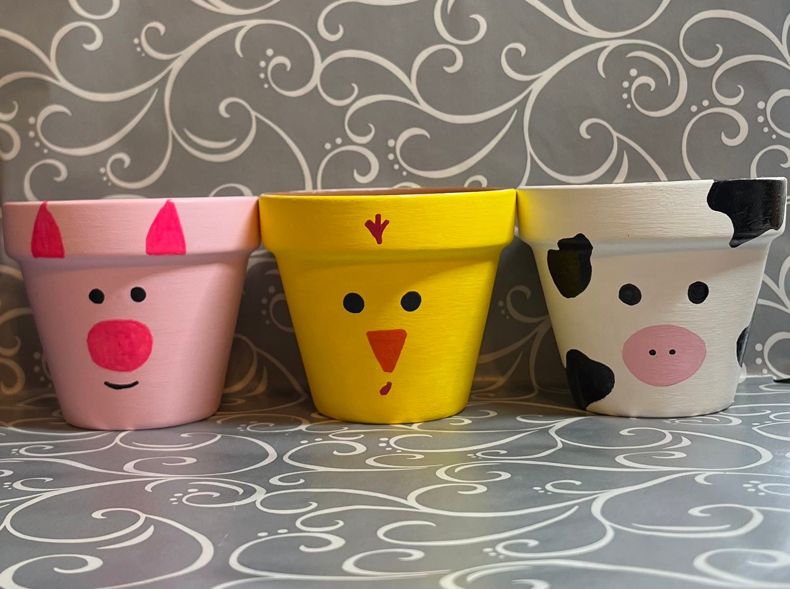 Farm Animal Flower Pot Set - Etsy