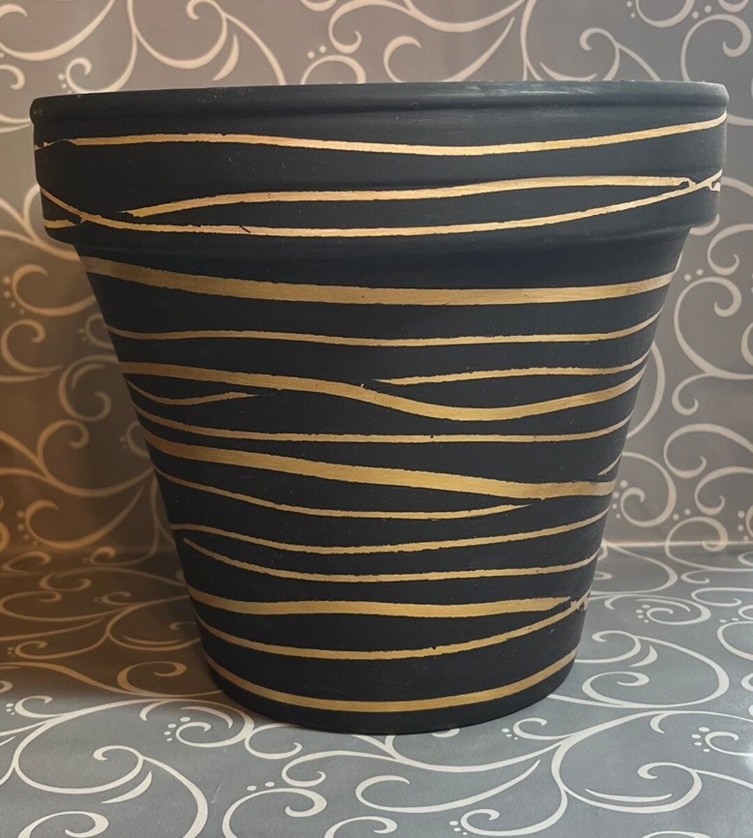 Striped Flower Pot - Etsy