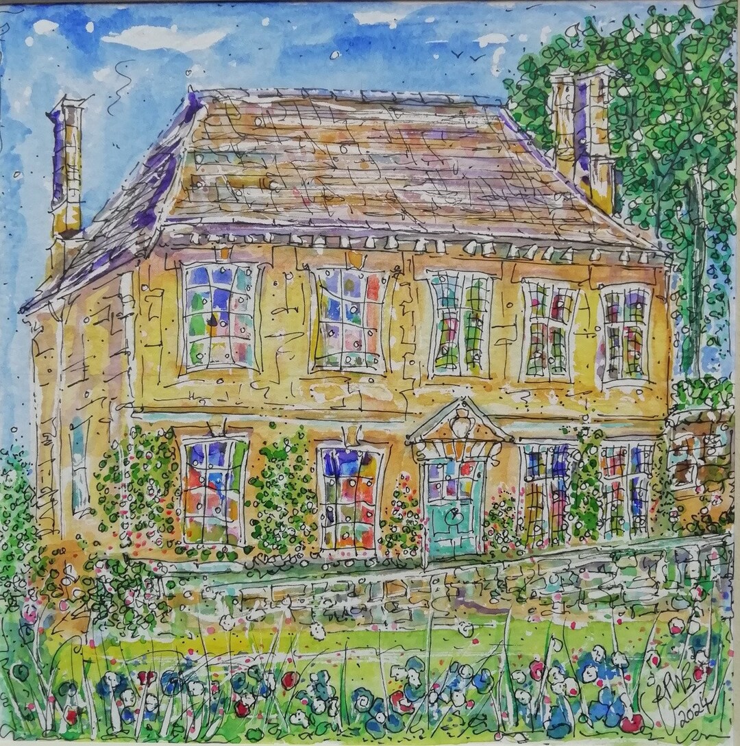 Snowshill Manor, Original Watercolour and Ink Painting, White Mount ...