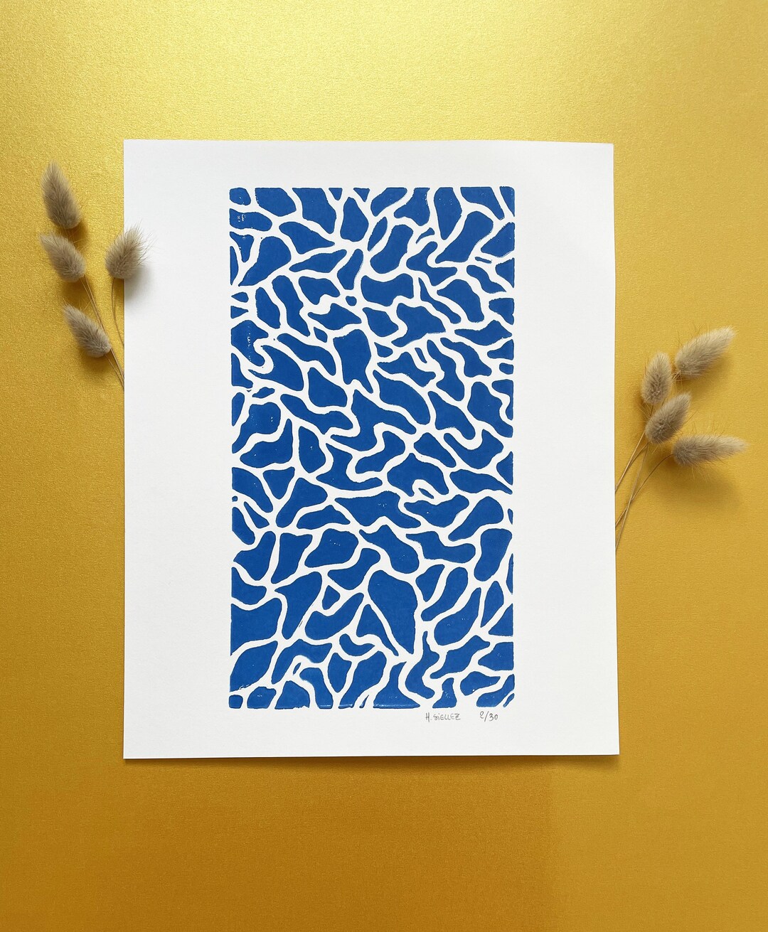 Blue Pool Linocut - Etsy