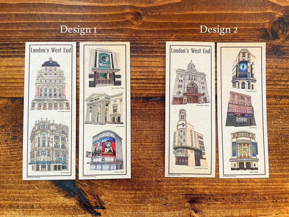 Double Sided West End Theatre Bookmarks - Etsy UK