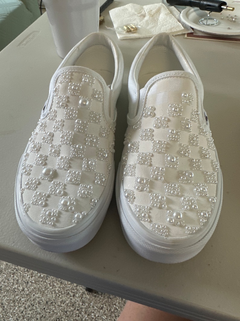 Vans Wedding/bachelorette Shoes With Pearls - Etsy