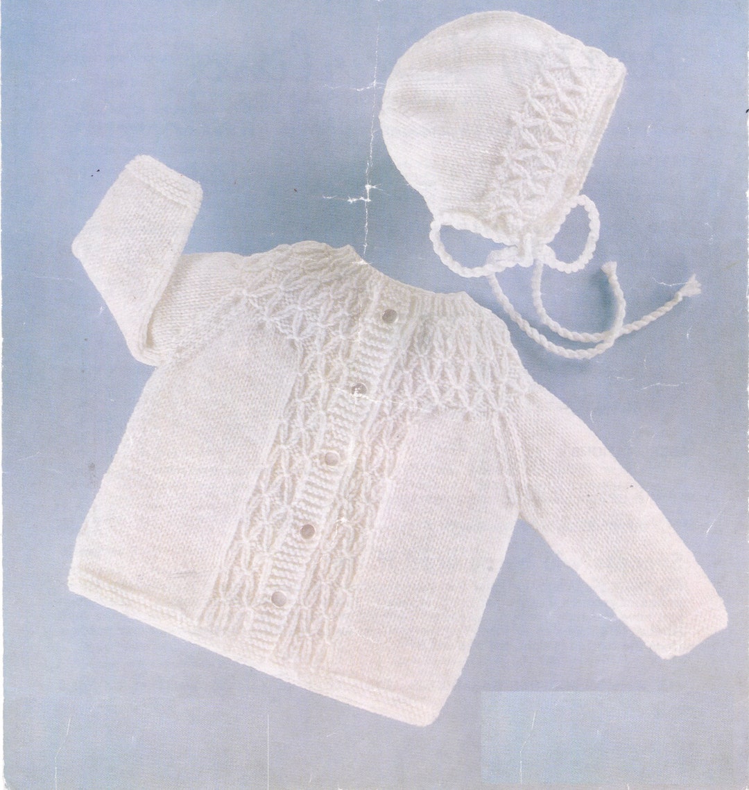 Vintage Baby Smocked Jacket & Bonnet Set DK Double Knit 8 Ply Knitting ...
