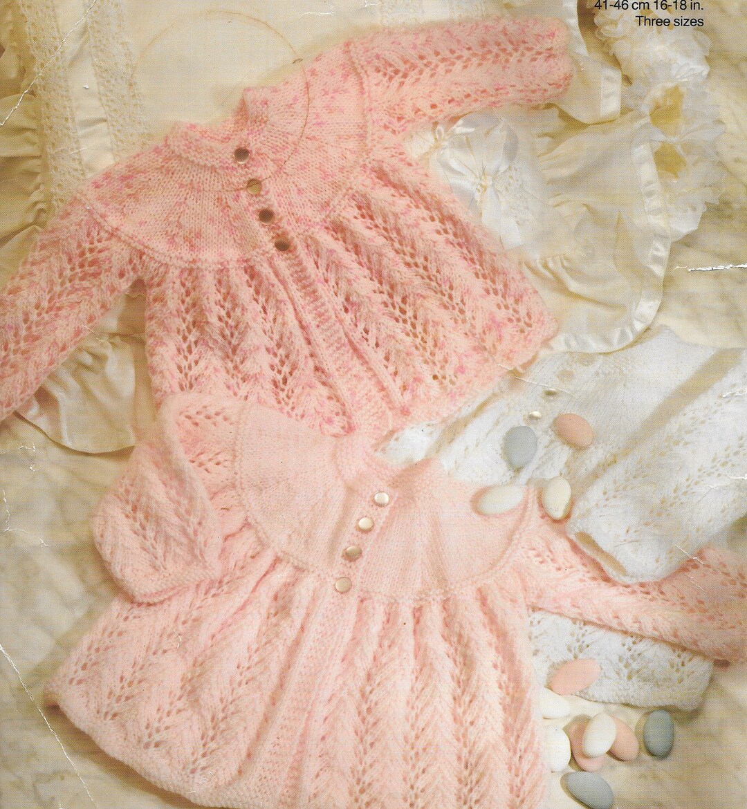 Baby Matinee Jackets/cardigans in 4 Ply Knitting Pattern Size 16-18/41 ...