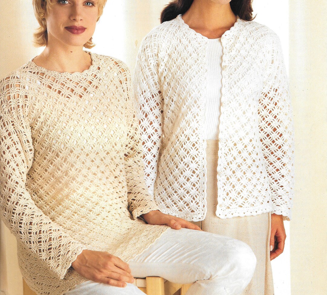DK Double Knit 8 Ply Crochet Jacket/cardigan and Jumper/tunic Pattern ...