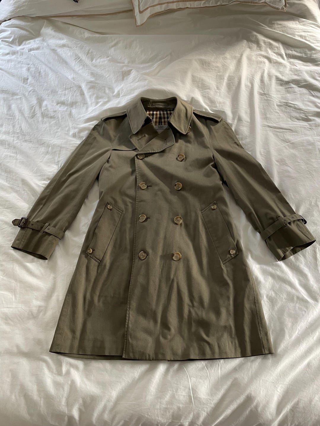 Vintage Aquascutum Trench Coat Aqua 5 Olive Green Khaki Medium Not ...