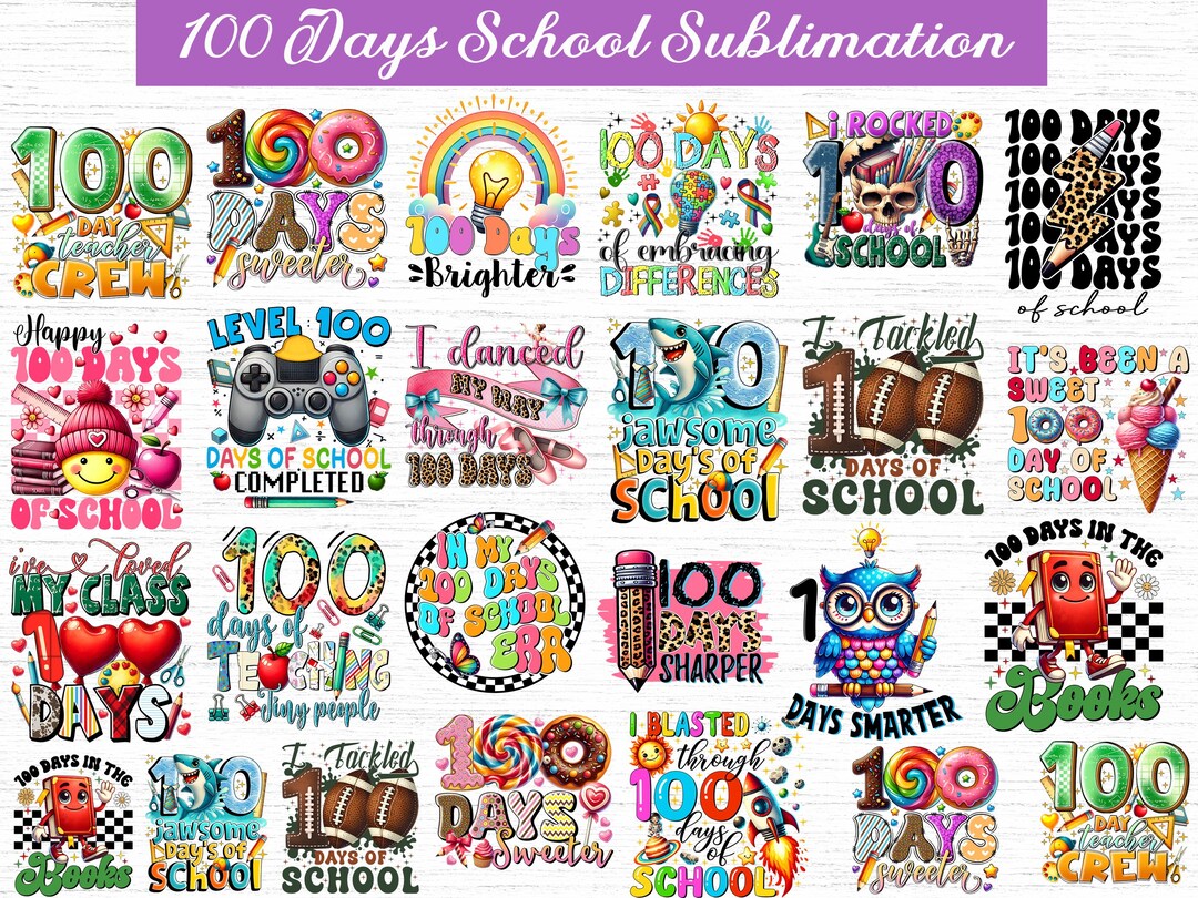 100 Days of School Png Bundle, 100 Day of School Png, Teacher 100 Days ...