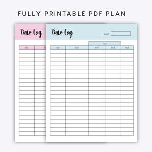 Time Log Tracker, Work Log Time Tracker Printable, Employee Time ...