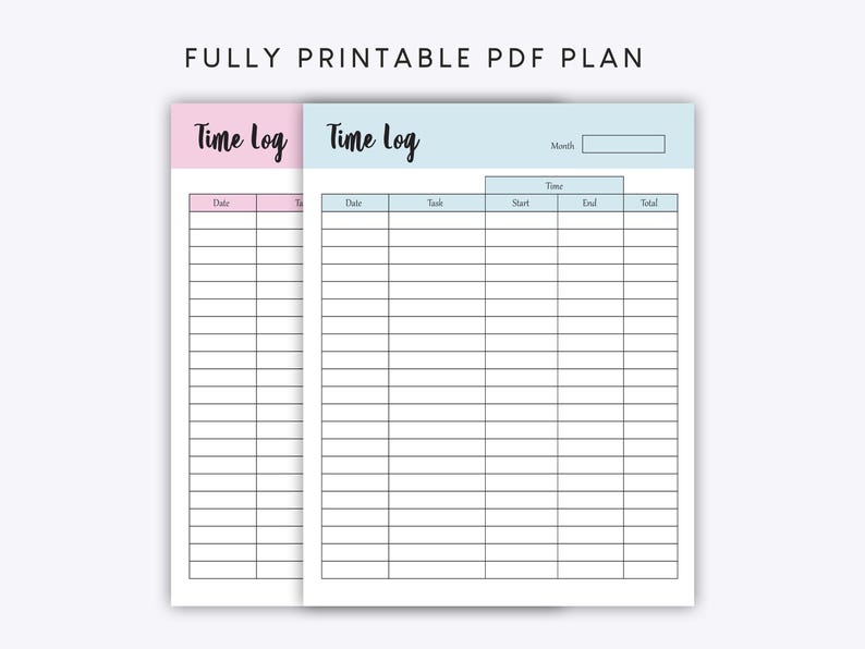 Time Log Tracker, Work Log Time Tracker Printable, Employee Time ...