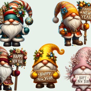 Happy New Year Gnomes Clipart, New Year Gnomes PNG, Festive Gnome ...