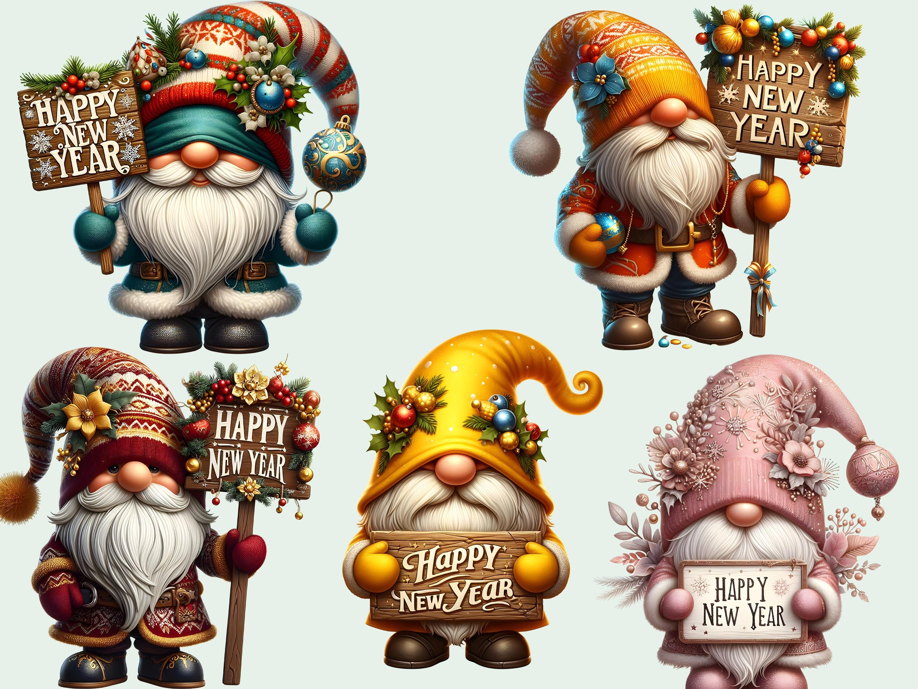 Happy New Year Gnomes Clipart, New Year Gnomes PNG, Festive Gnome ...
