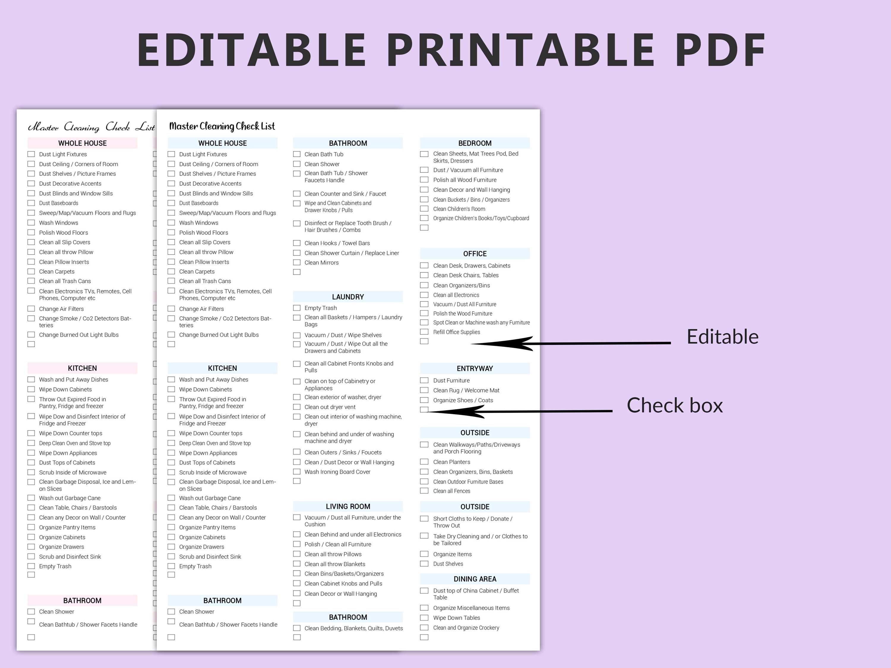 Printable Master Cleaning Checklist, Cleaning Planner, Home Cleaning ...