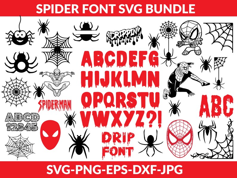Spider Bundle, Superhero Letters Svg Cricut, Spider Svg Superhero Font ...