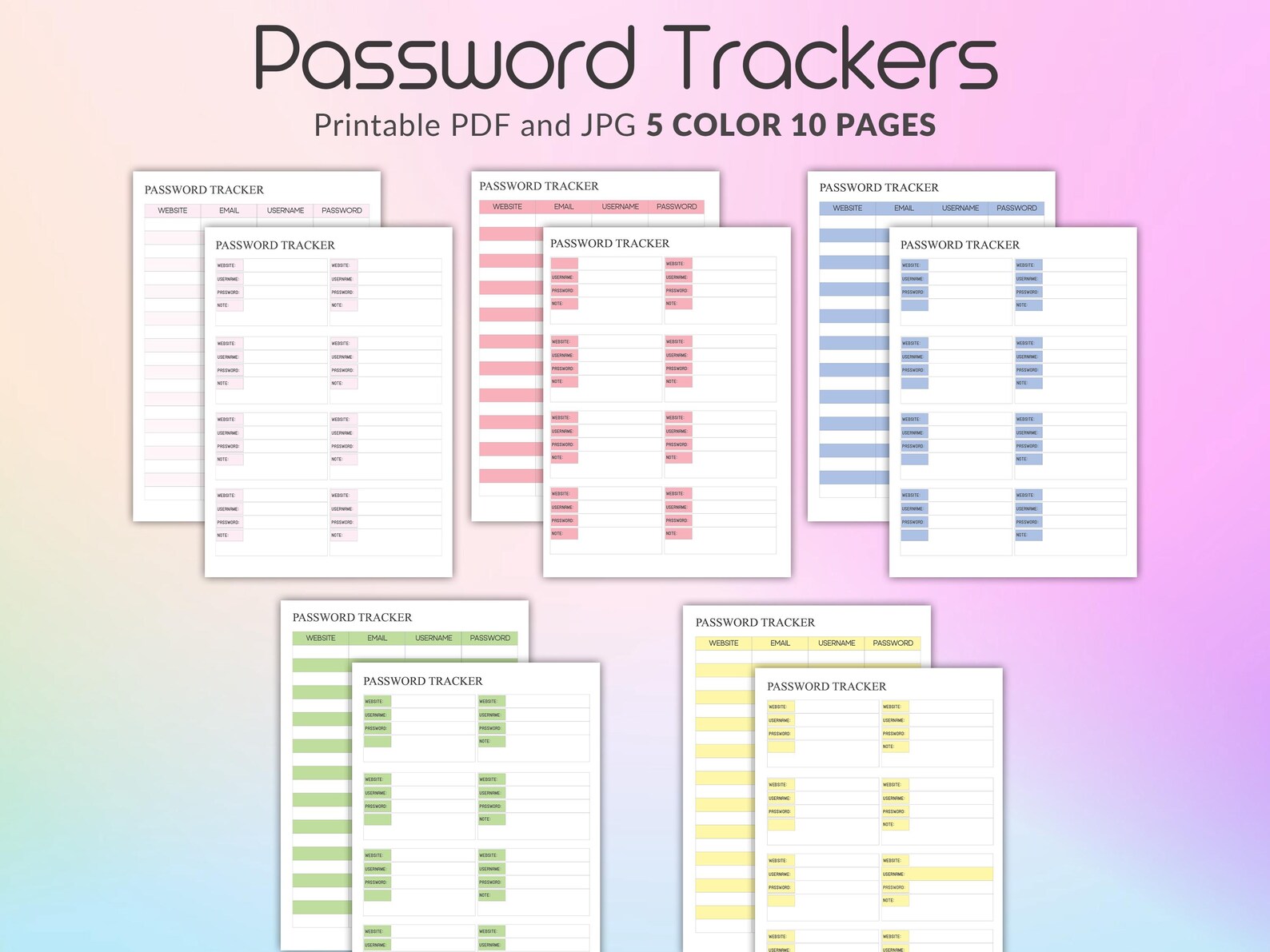 Password Tracker Printable Password Keeper Password Book Password Log ...