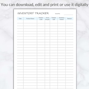 Inventory Tracker Printable, Inventory Management Form, Inventory Sheet ...