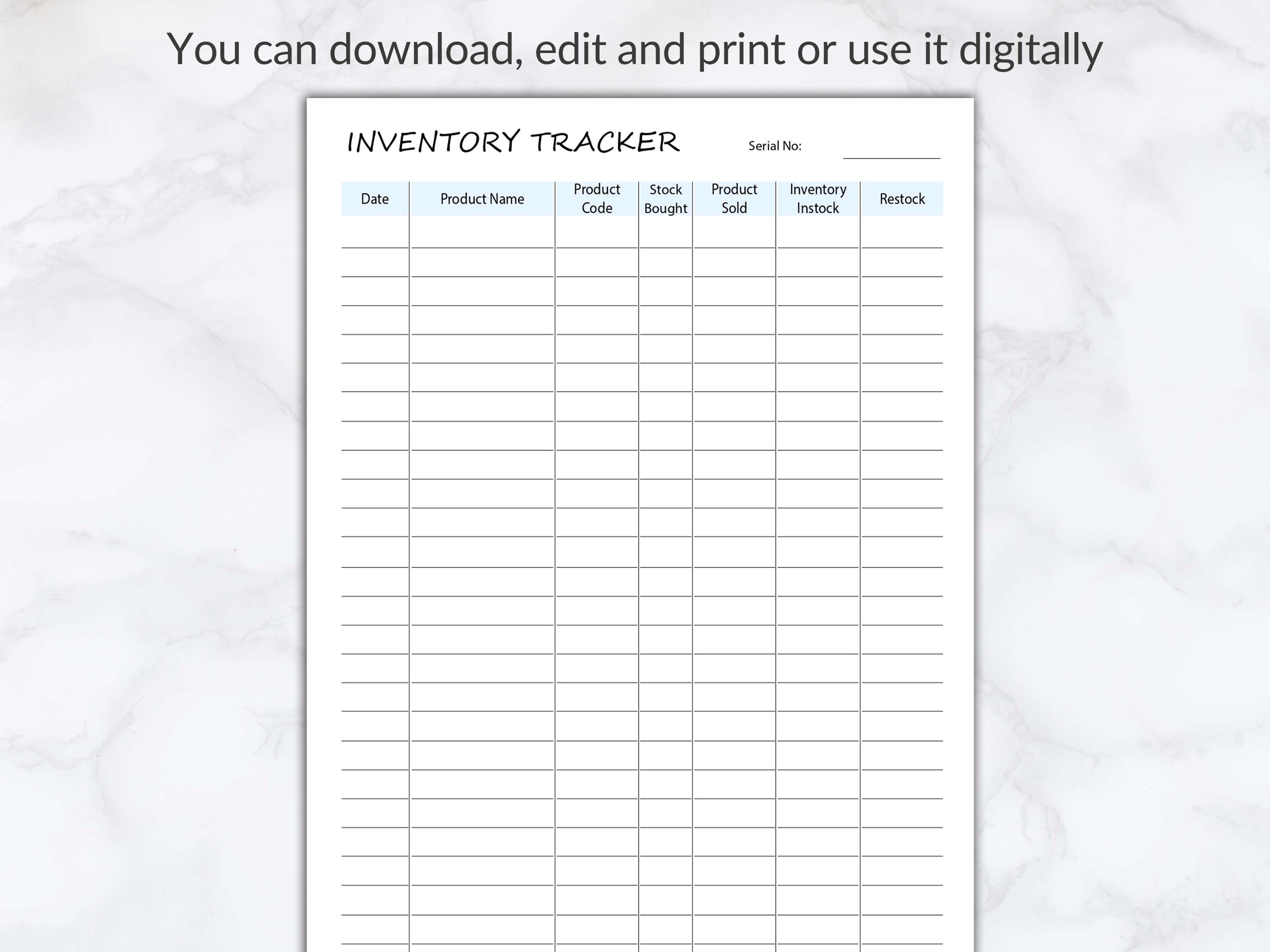 Inventory Tracker Printable, Inventory Management Form, Inventory Sheet ...