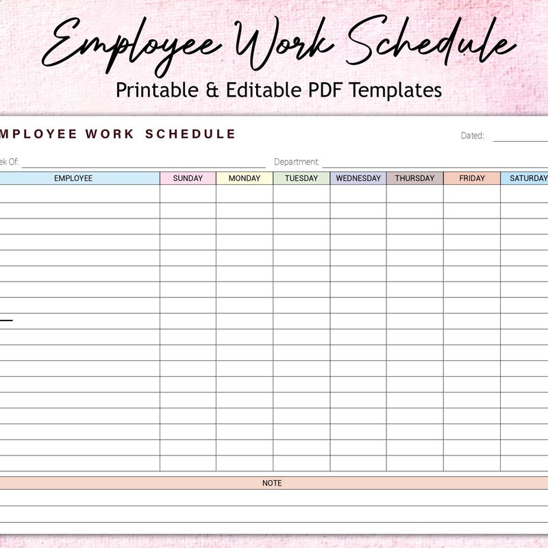 Schedule Employees Chart - Etsy