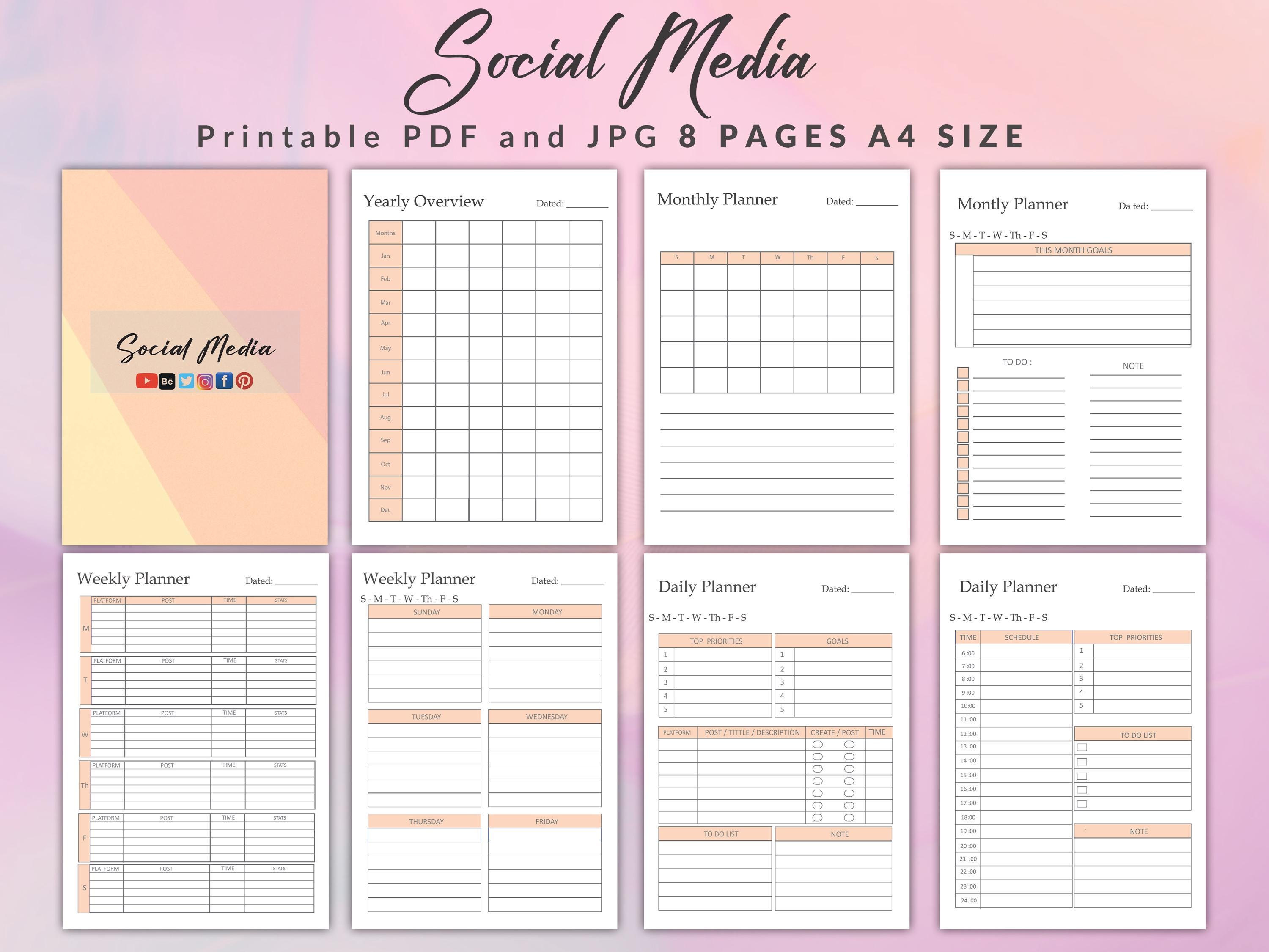 Social Media Planner Printable Business Marketing Planner Instagram ...