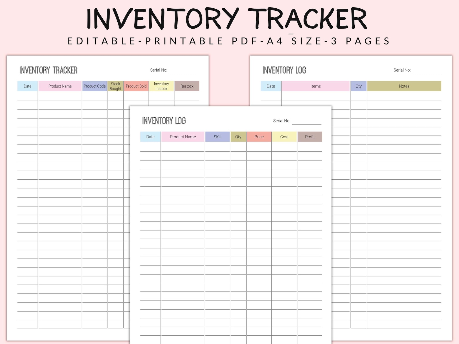 Inventory Tracker Printable, Inventory Management Form, Inventory Sheet, Small Business ...