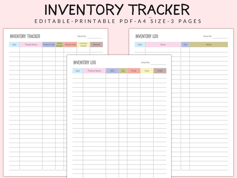 Inventory Tracker Printable, Inventory Management Form, Inventory Sheet ...