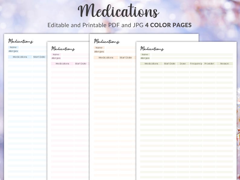 Medication Log Printable, Medication Tracker, Printable Medication Log ...