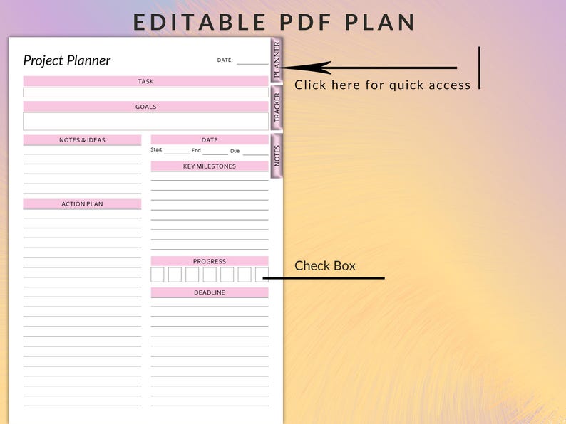 Simple Project Planner Printable, Productivity Planner, Task Tracker ...