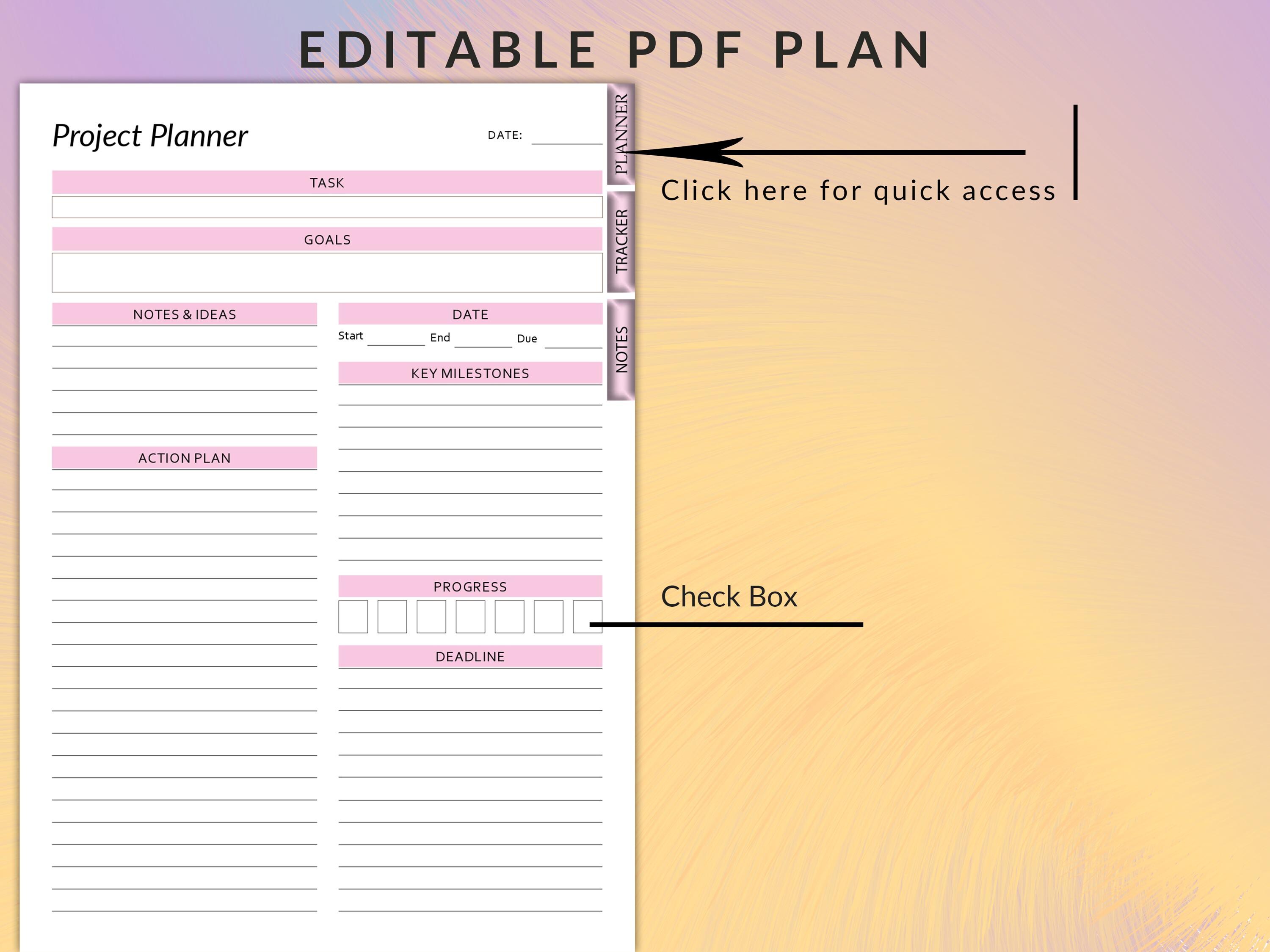Simple Project Planner Printable, Productivity Planner, Task Tracker ...