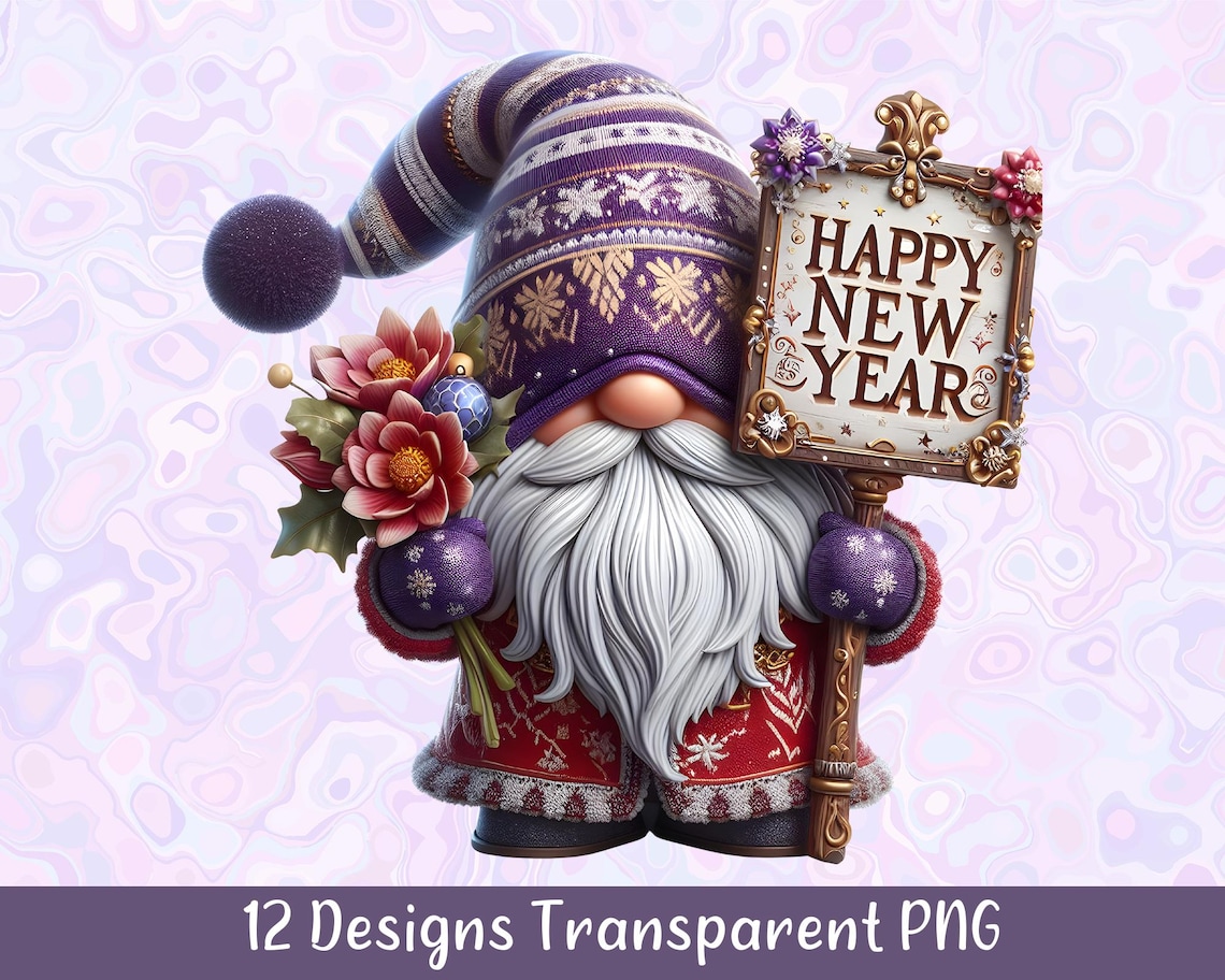 Happy New Year Gnomes Clipart, New Year Gnomes PNG, Festive Gnome ...