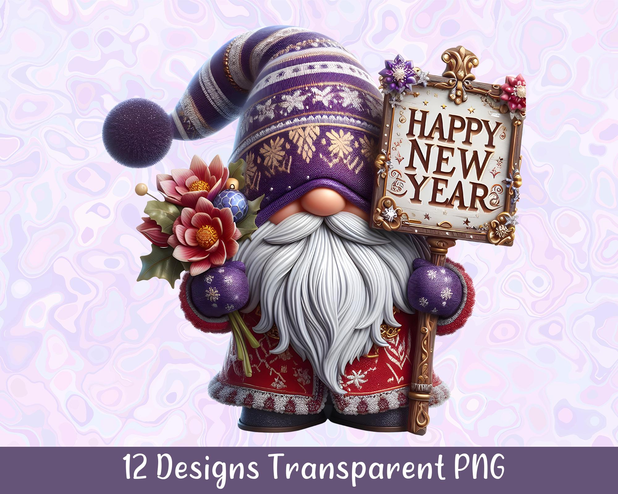 Happy New Year Gnomes Clipart, New Year Gnomes PNG, Festive Gnome ...